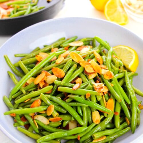 Pan Fried Green Beans with Toasted Slivered Almonds - My Turn for Us