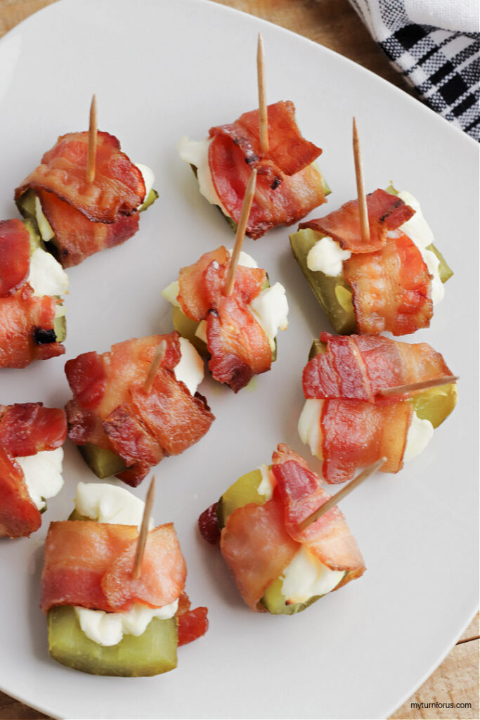 Bacon Wrapped Pickles with Cream Cheese - My Turn for Us