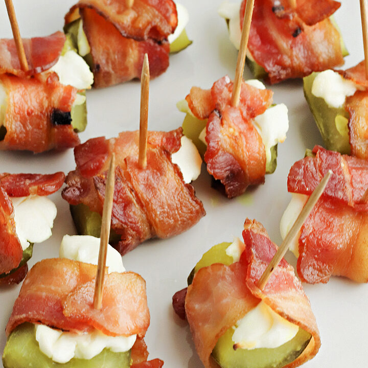 Bacon Wrapped Pickles with Cream Cheese - My Turn for Us