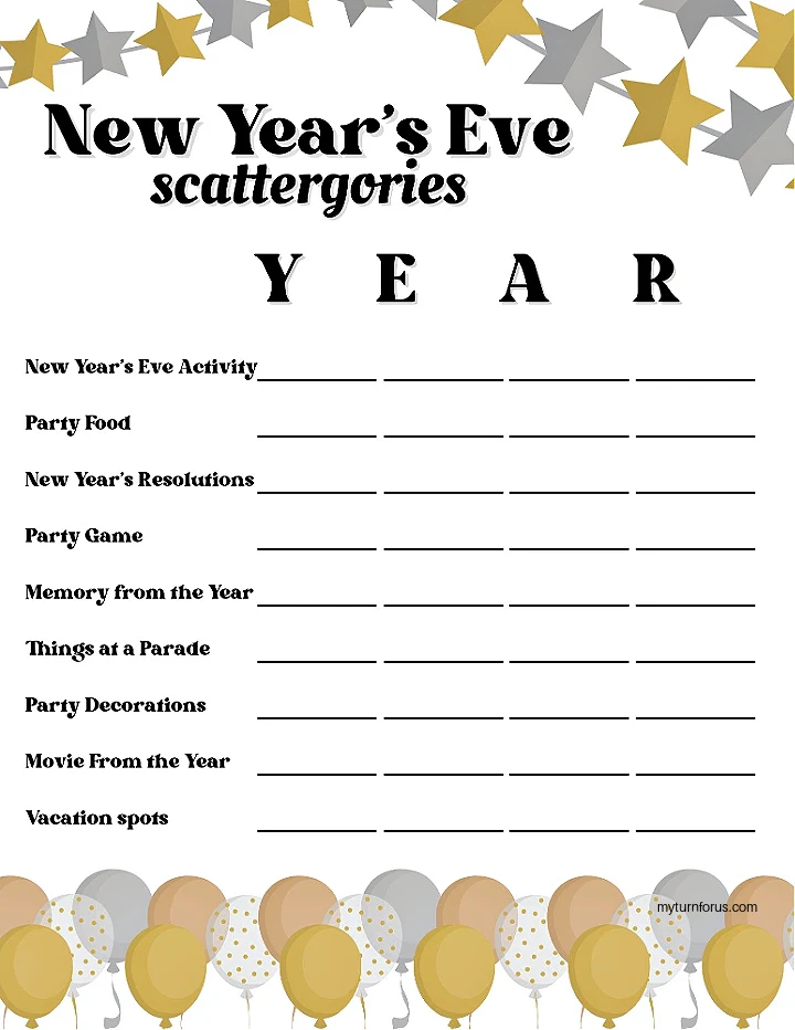 New Years Eve Games Printables - My Turn for Us